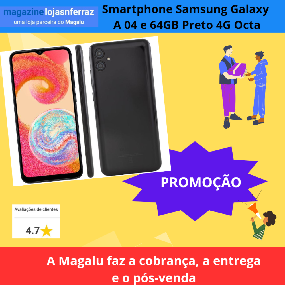Smartphone Samsung Galaxy A04e 64GB Preto 4G Octa-Core - Ofertei